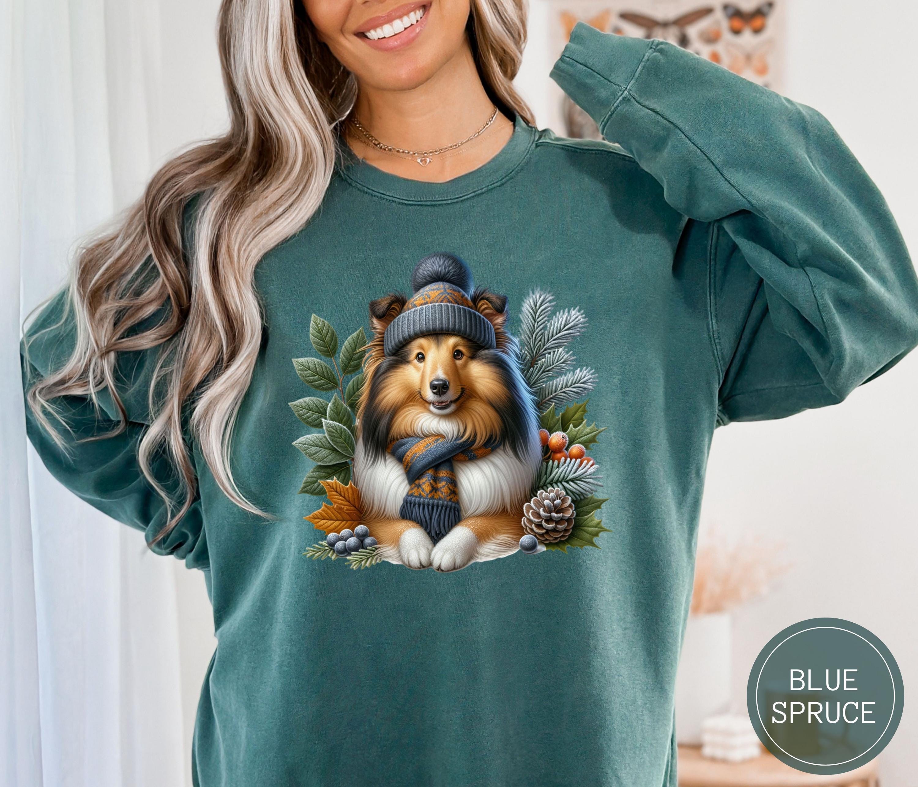 Custom Sheltie Shetland Sheepdog Dog Christmas Sweatshirt, Comfort ...