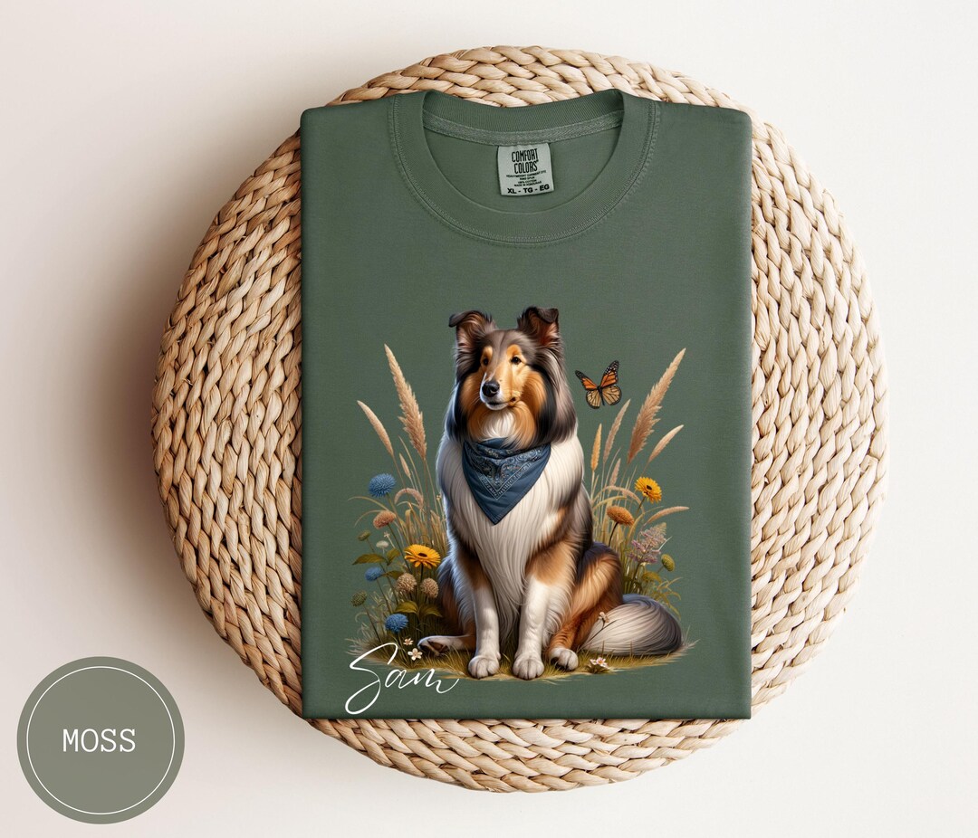 Custom Collie Dog Sweatshirt, Comfort Colors Custom Dog Shirt Vintage ...