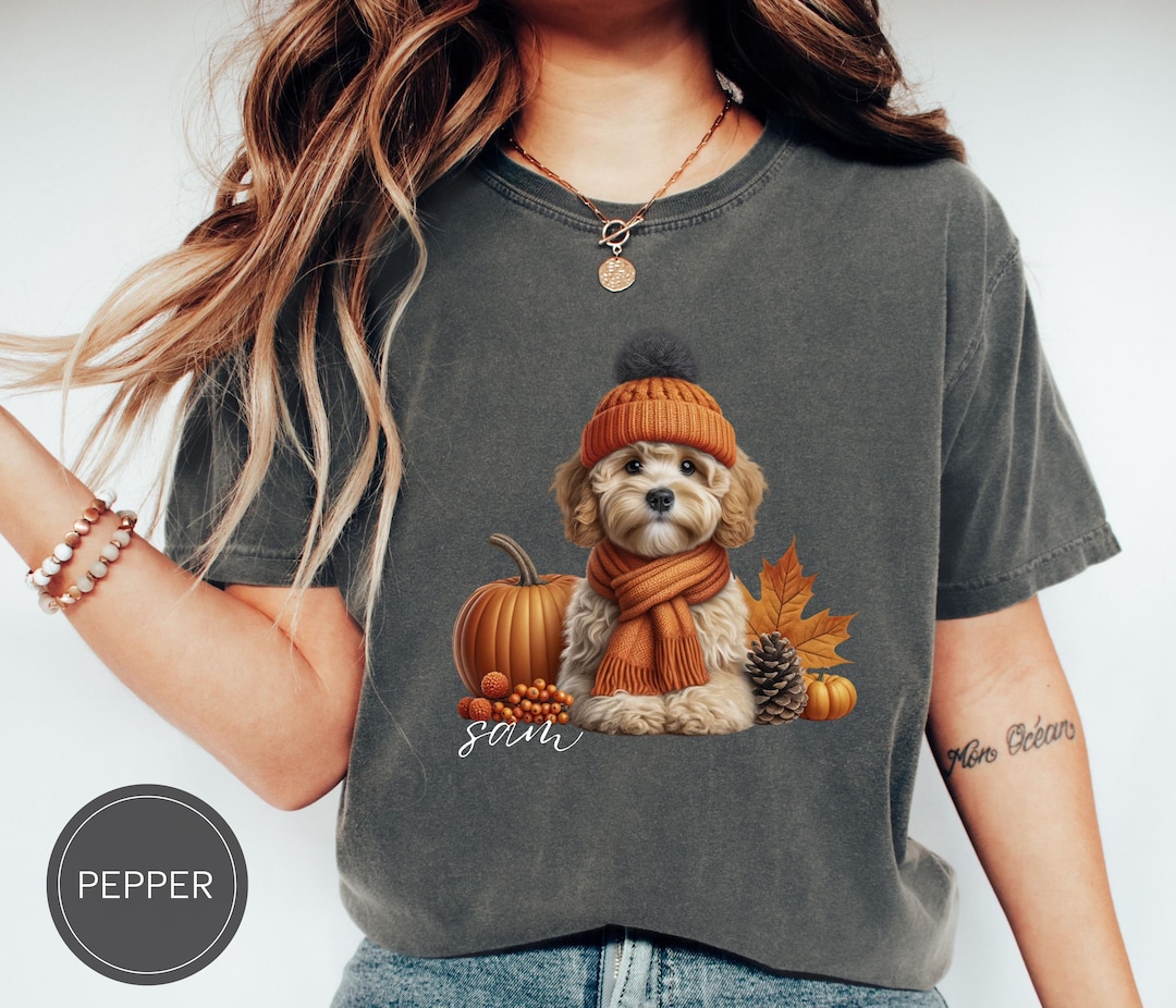 Custom Cavapoo Dog Shirt, Personalized Comfort Colors Fall Dog Shirt ...