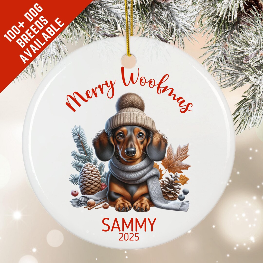 Personalized Dachshund Ornament, Dog Christmas Ornament, Custom Dog ...