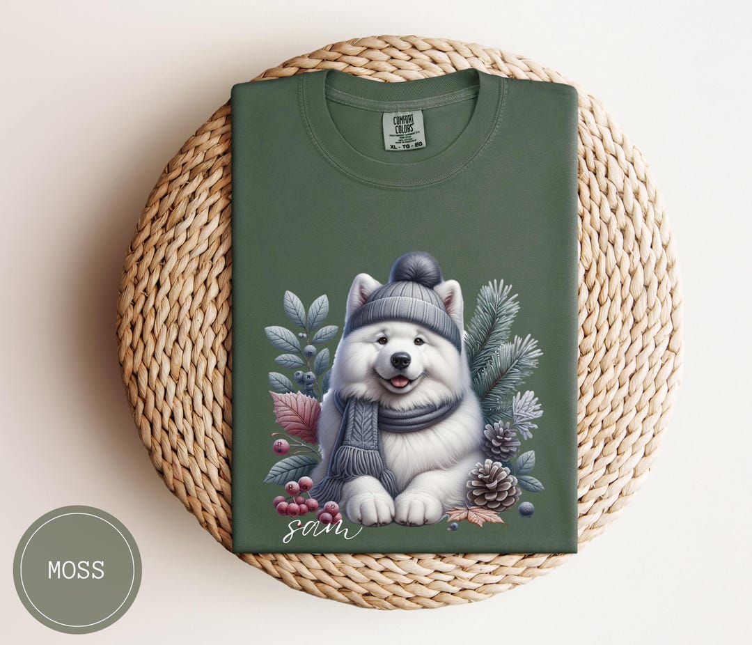 Custom Samoyed Dog Christmas Sweatshirt, Comfort Colors Dog Christmas ...