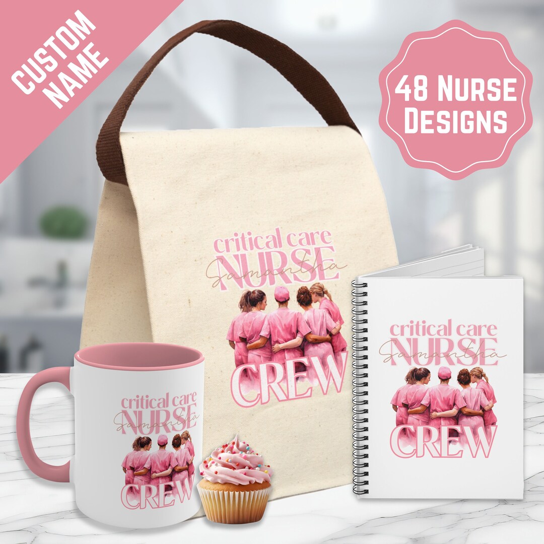 Critical Care Nurse Gifts, CCRN Nurse Tote Bag Mug Notebook, Nurse ...