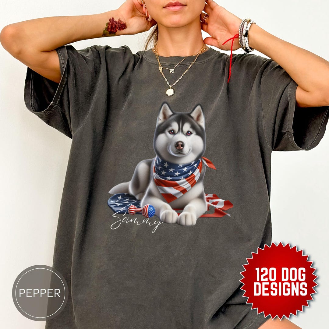Custom Siberian Husky Dog 4th of July Dog Shirt, Fourth of July Tshirt ...