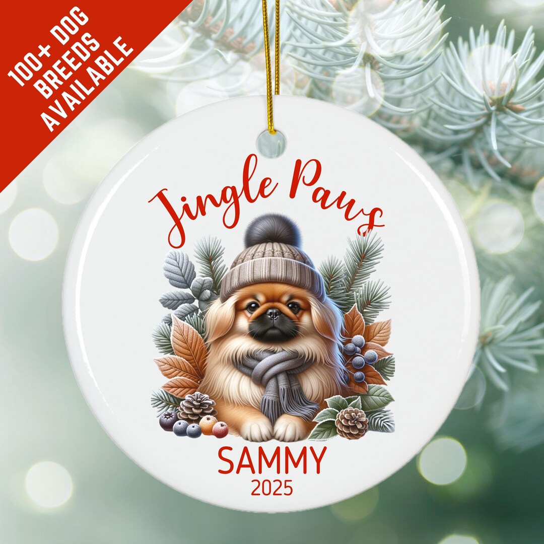 Personalized Pekingese Dog Ornament, Dog Christmas Ornament, Custom Dog ...