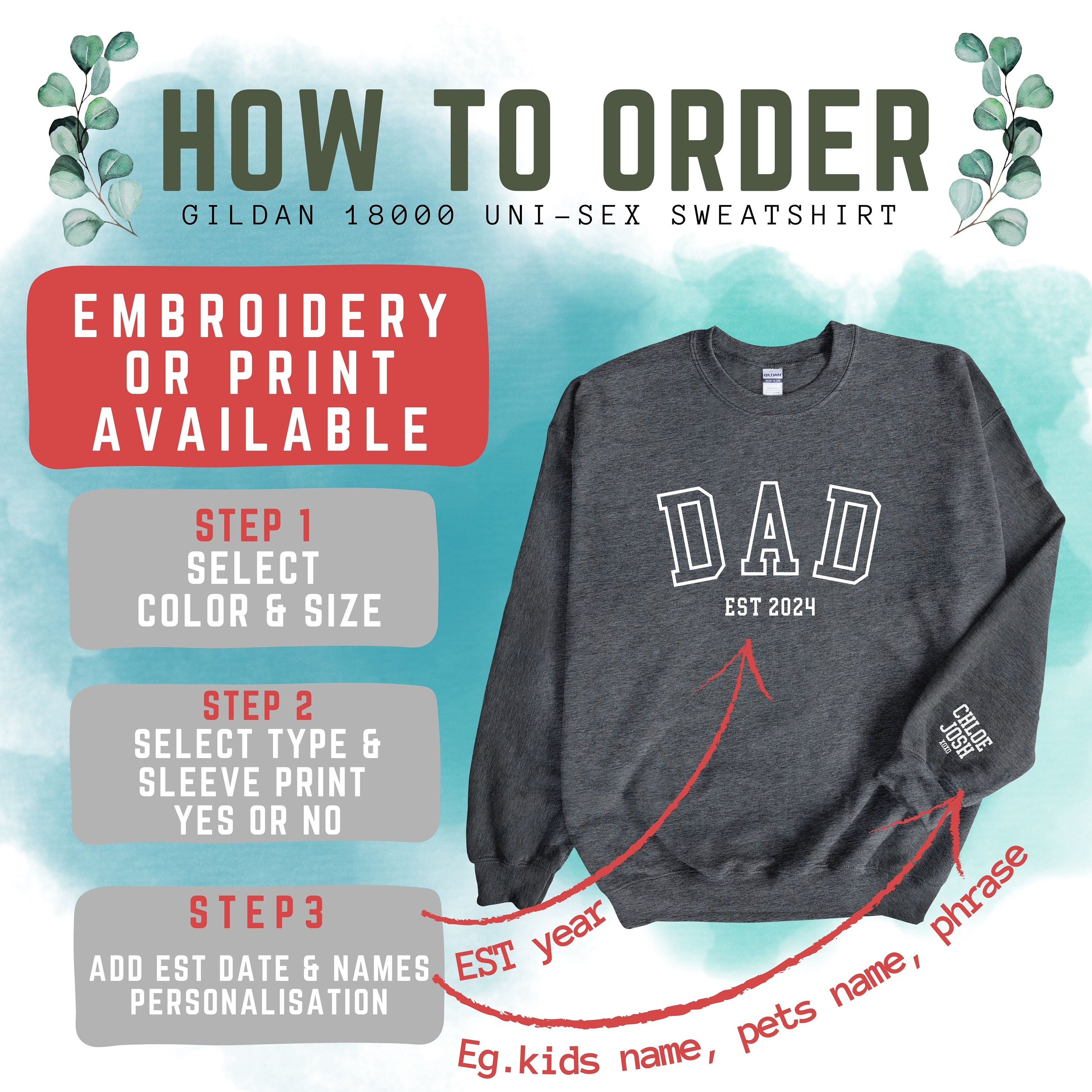Custom Danish Dad Embroidered Sweatshirt, Personalized Far Dad Gift ...