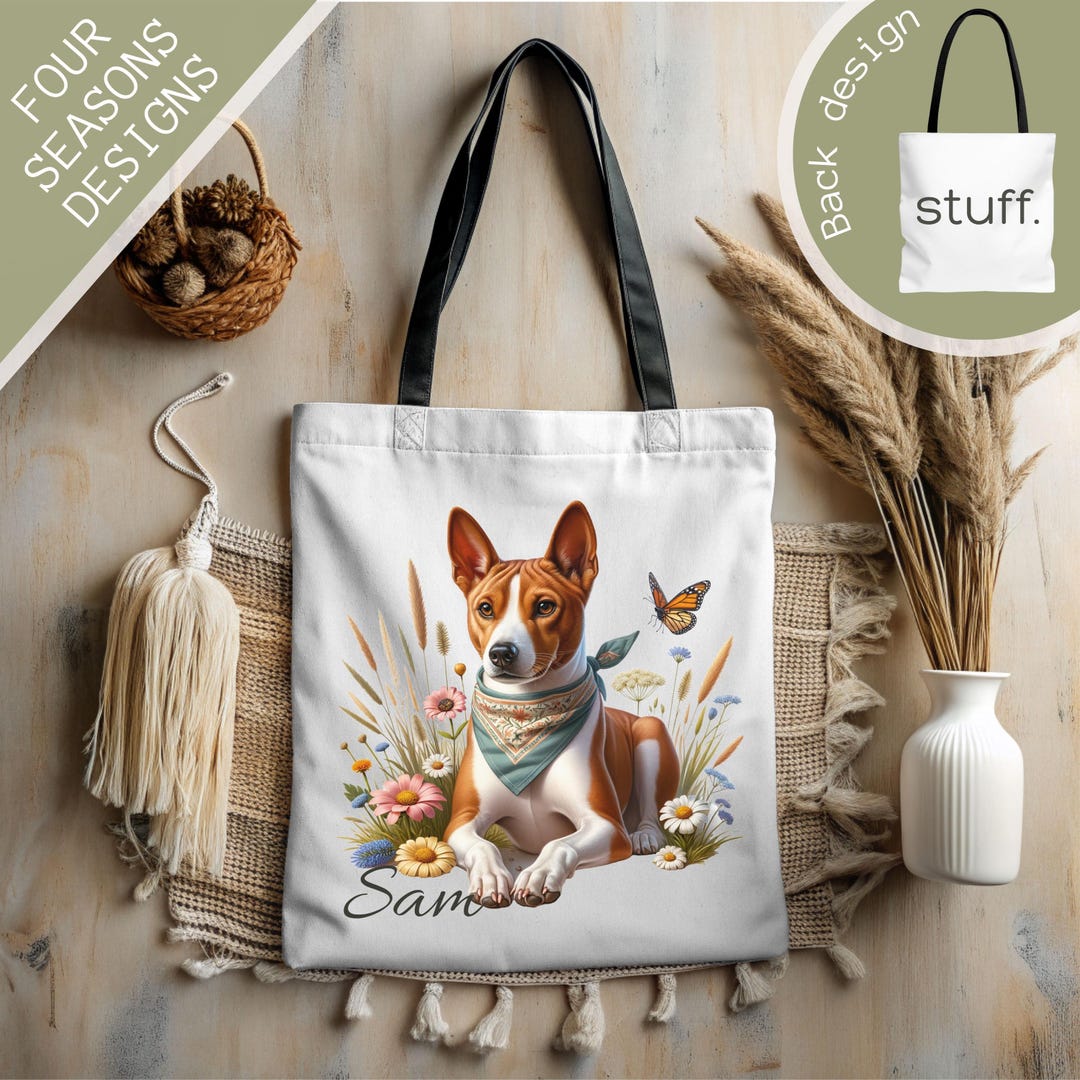 Basenji Dog Tote Bag, Custom Dog Tote Bag, Personalized Dog Name ...