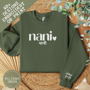 Custom Nani Hindi Indian Grandma Embroidered Sweatshirt, Personalized ...