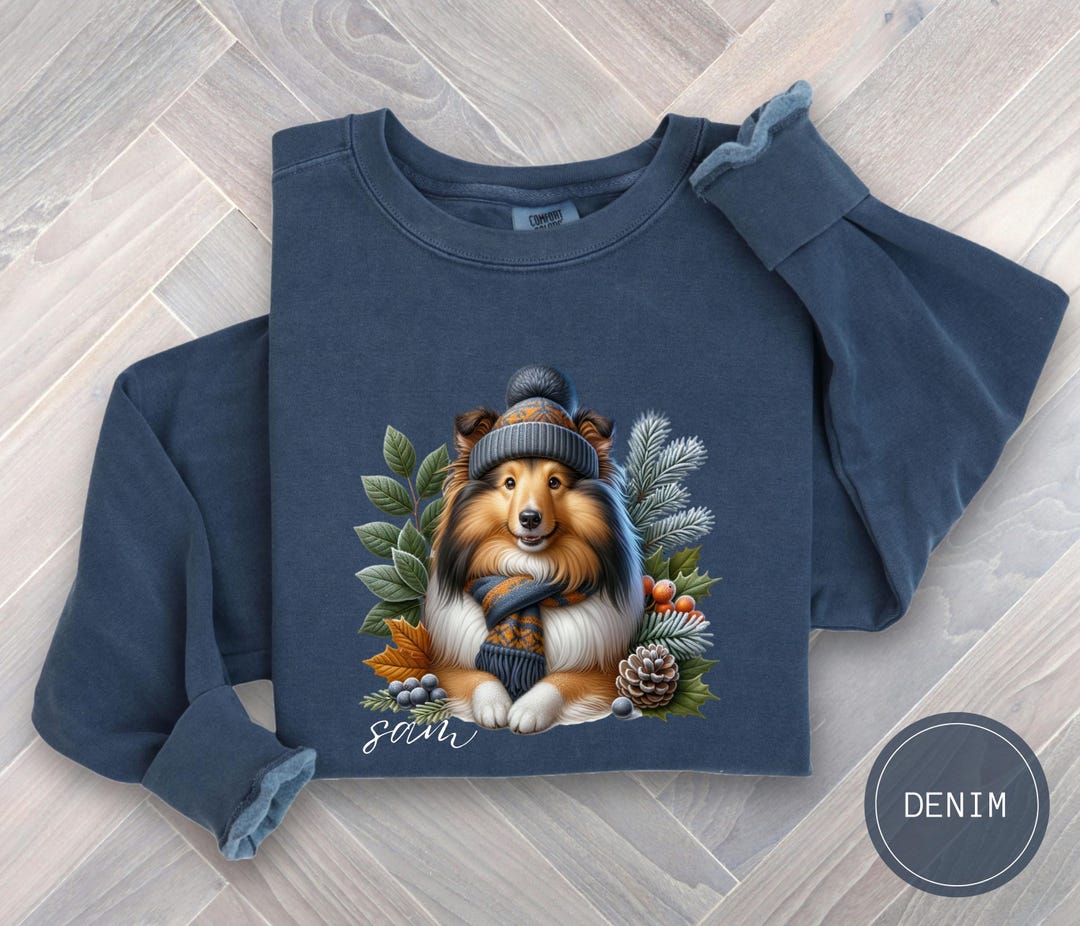 Custom Sheltie Shetland Sheepdog Dog Christmas Sweatshirt, Comfort ...
