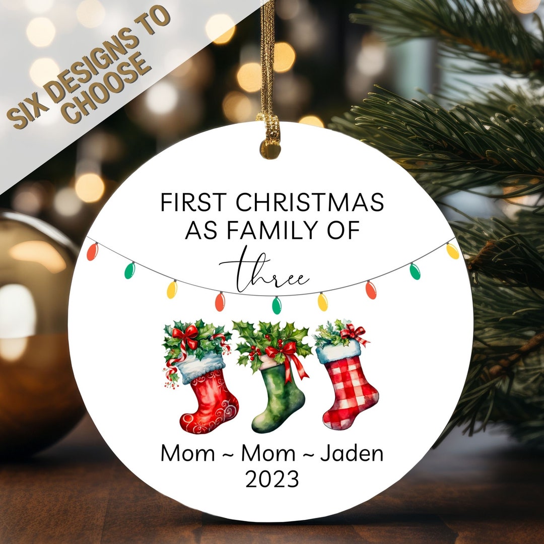Personalized First Christmas as Family of Three Ornament, Baby's First ...