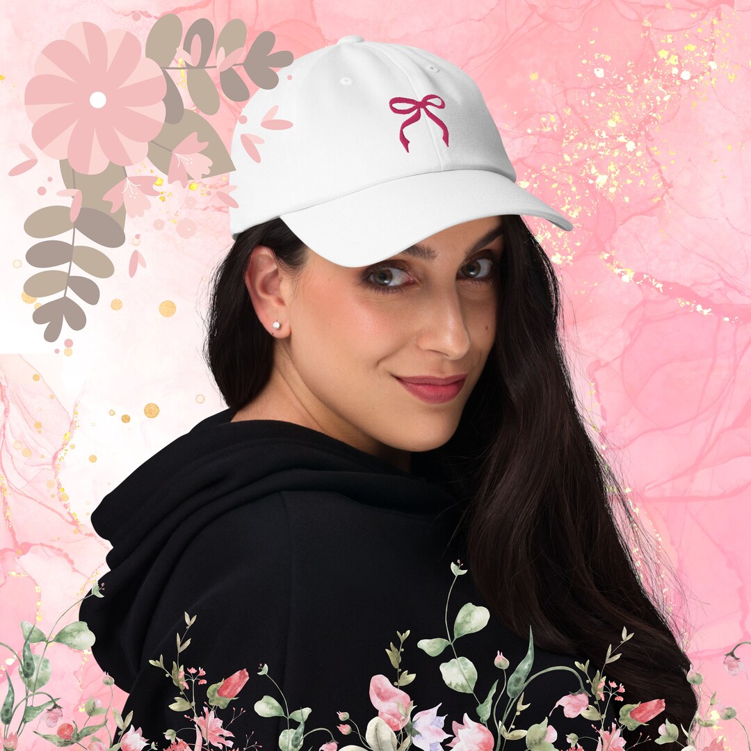 Embroidered Bow, Girl Bow Hat, Minimal Bow Embroidery, Croquette ...