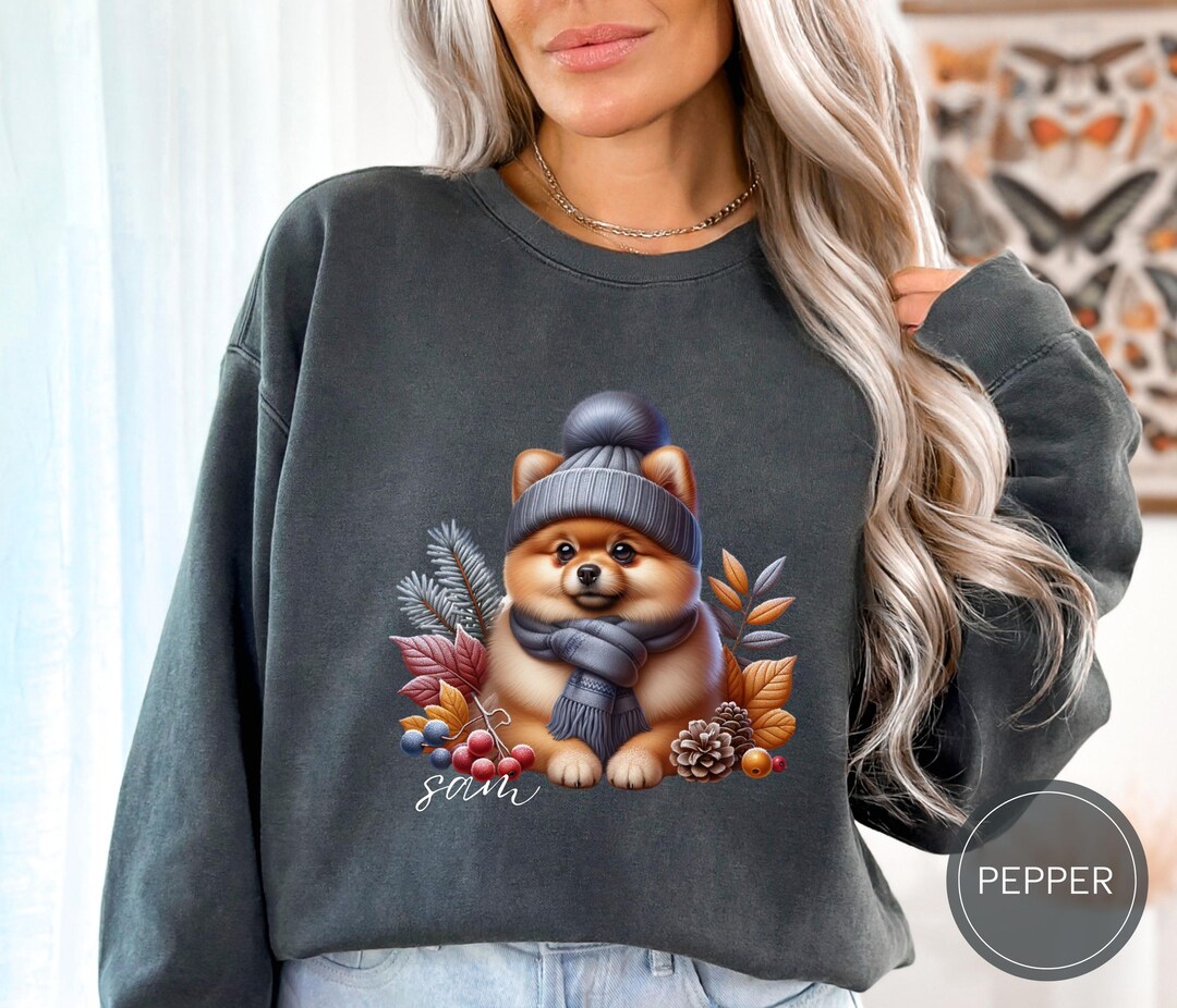 Custom Pomeranian Dog Christmas Sweatshirt, Comfort Colors Dog ...