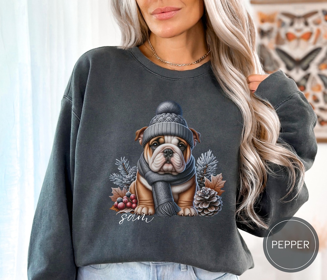 Custom English Bulldog Christmas Sweatshirt, Comfort Colors Dog ...