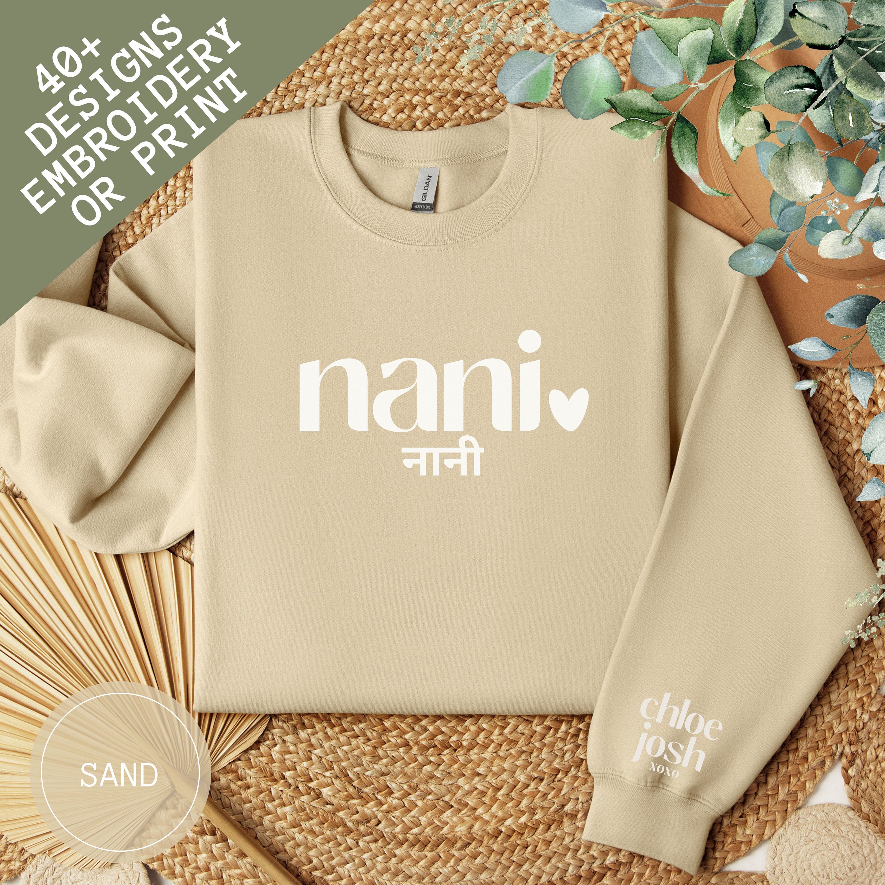Custom Nani Hindi Indian Grandma Embroidered Sweatshirt, Personalized ...