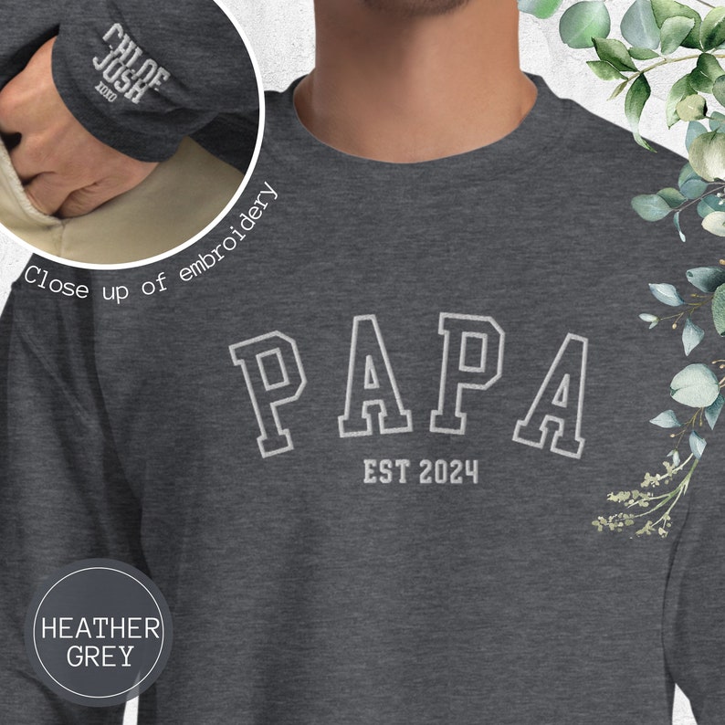 Custom French Dad Embroidered Sweatshirt, Personalized Dad Gift With ...