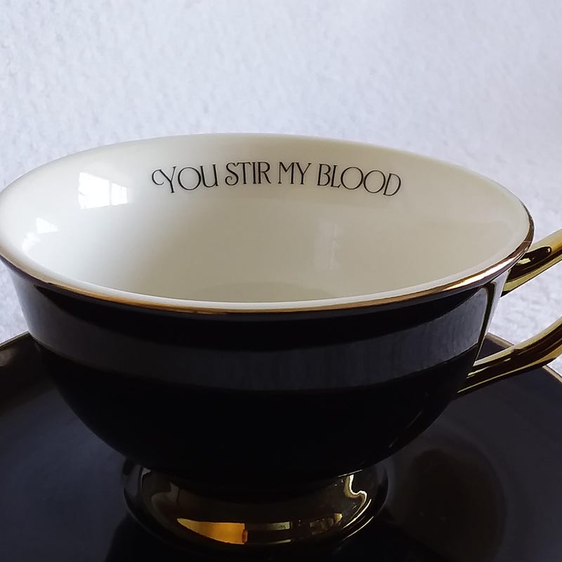 Black Footed Tea Cups - Etsy