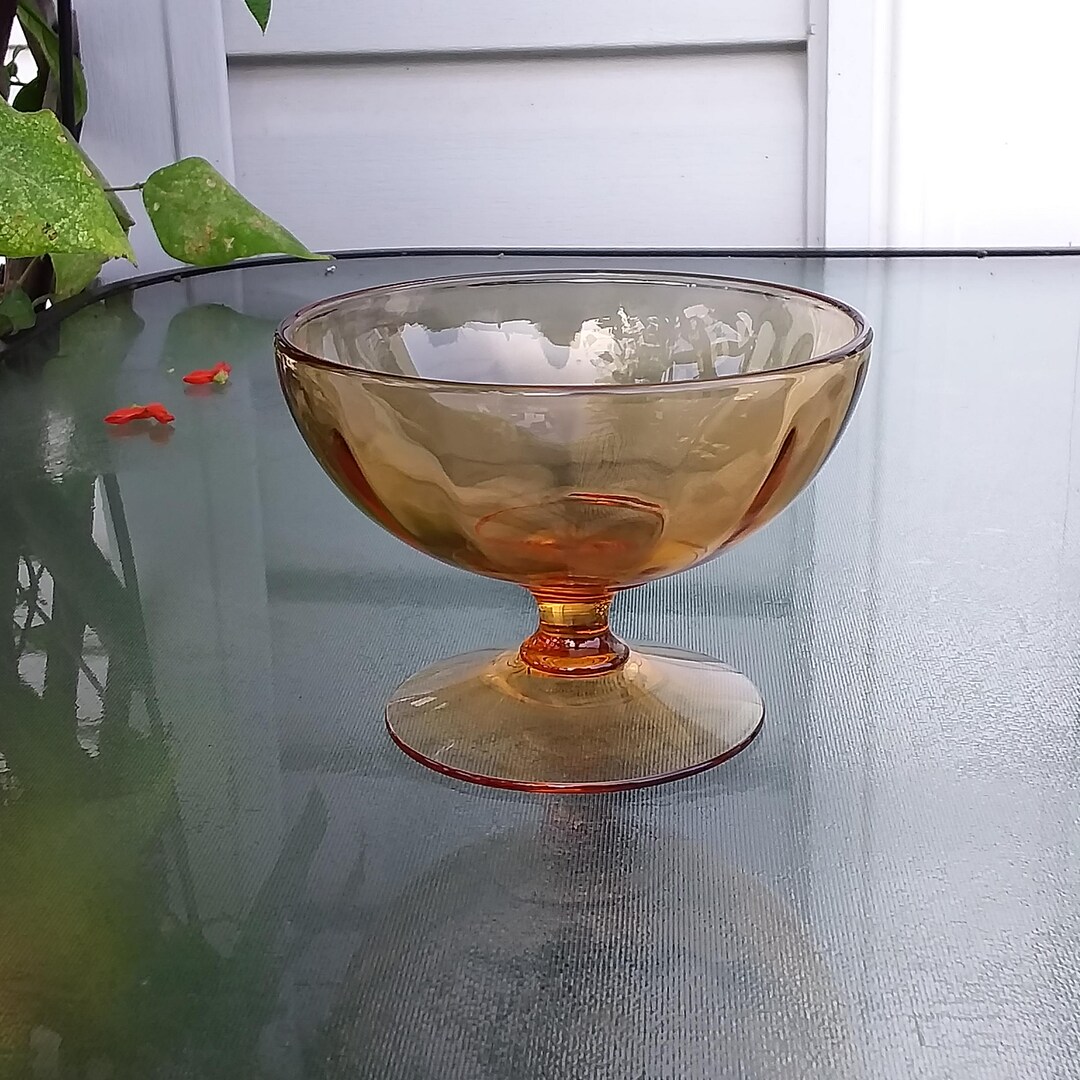 Amber Glass Sundae Desert, Ice Cream, Sorbet or Candy Footed Bowl ...