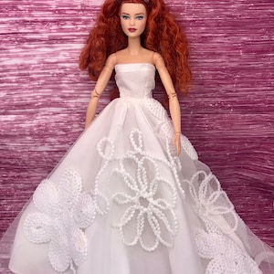 Off the Shoulder Dolls Prom Dress. 12inch Doll Dress Wedding Dress ...