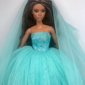 Bluey Green off the Shoulder Dolls Prom Dress. 12inch Doll Dress ...