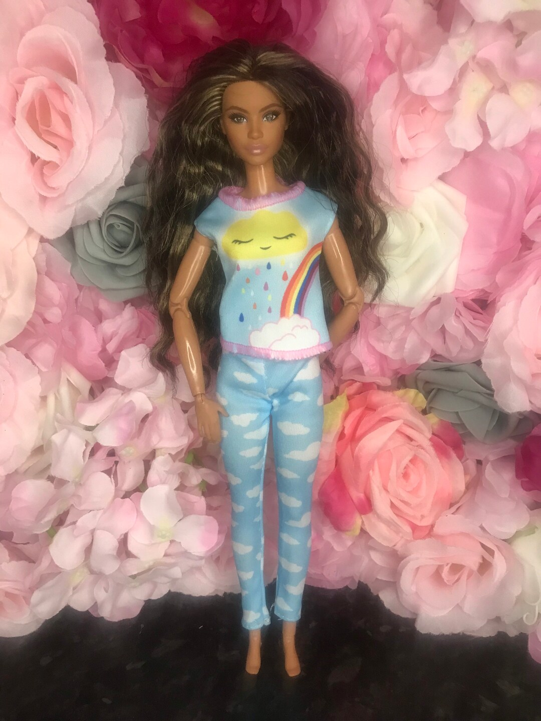 Dolls Pyjamas Dolls Blue Top With Sun and Blue Pj Bottoms With Clouds ...