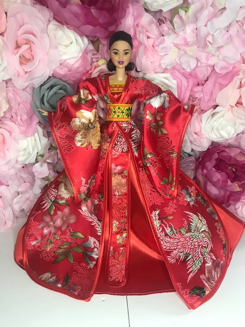 Beautiful Red Dolls Chinese Cheongsam Robe With Dress Floral - Etsy
