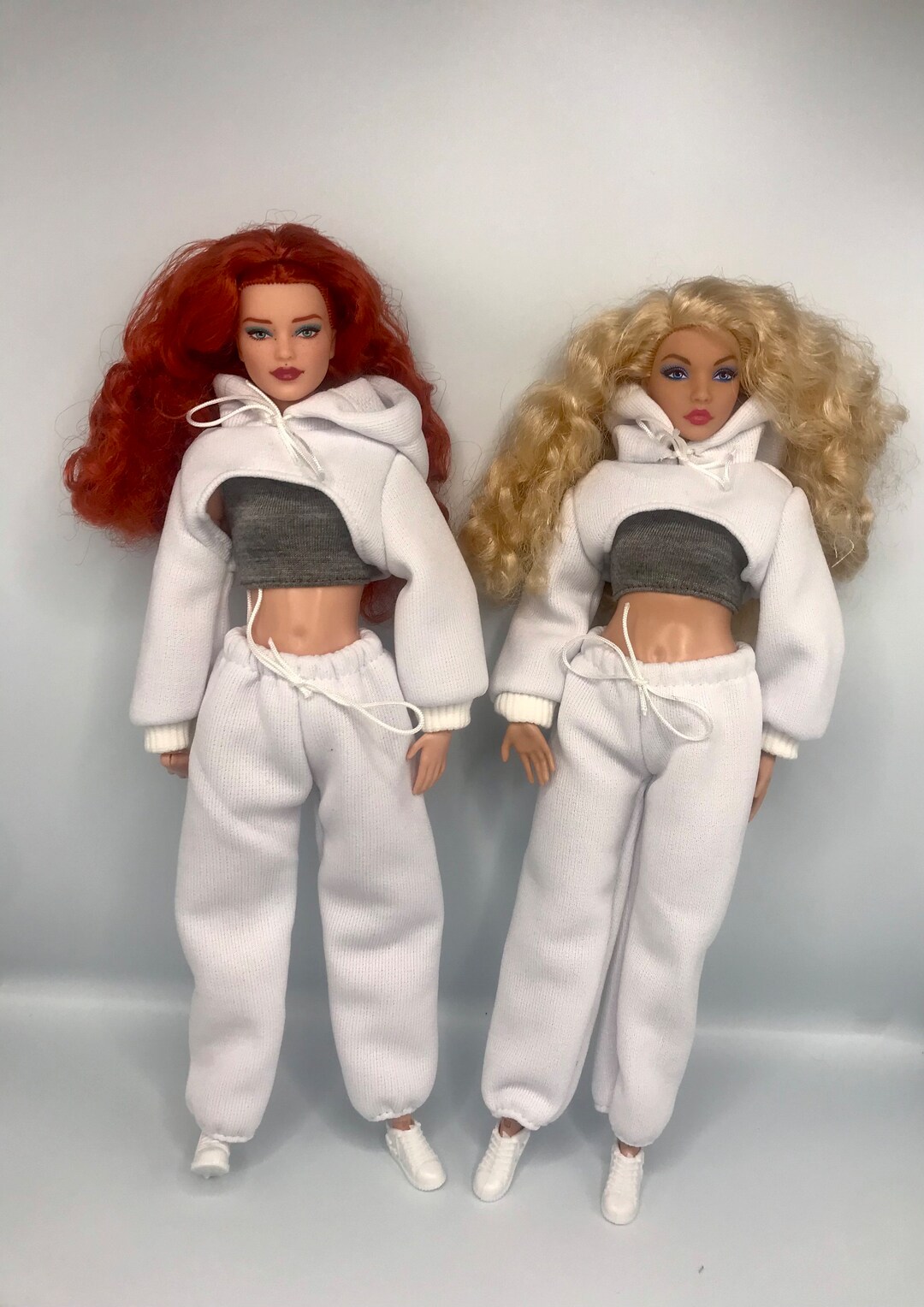 4pc White Tracksuit Grey Crop Top and Trainers . Dolls Loungewear Dolls ...