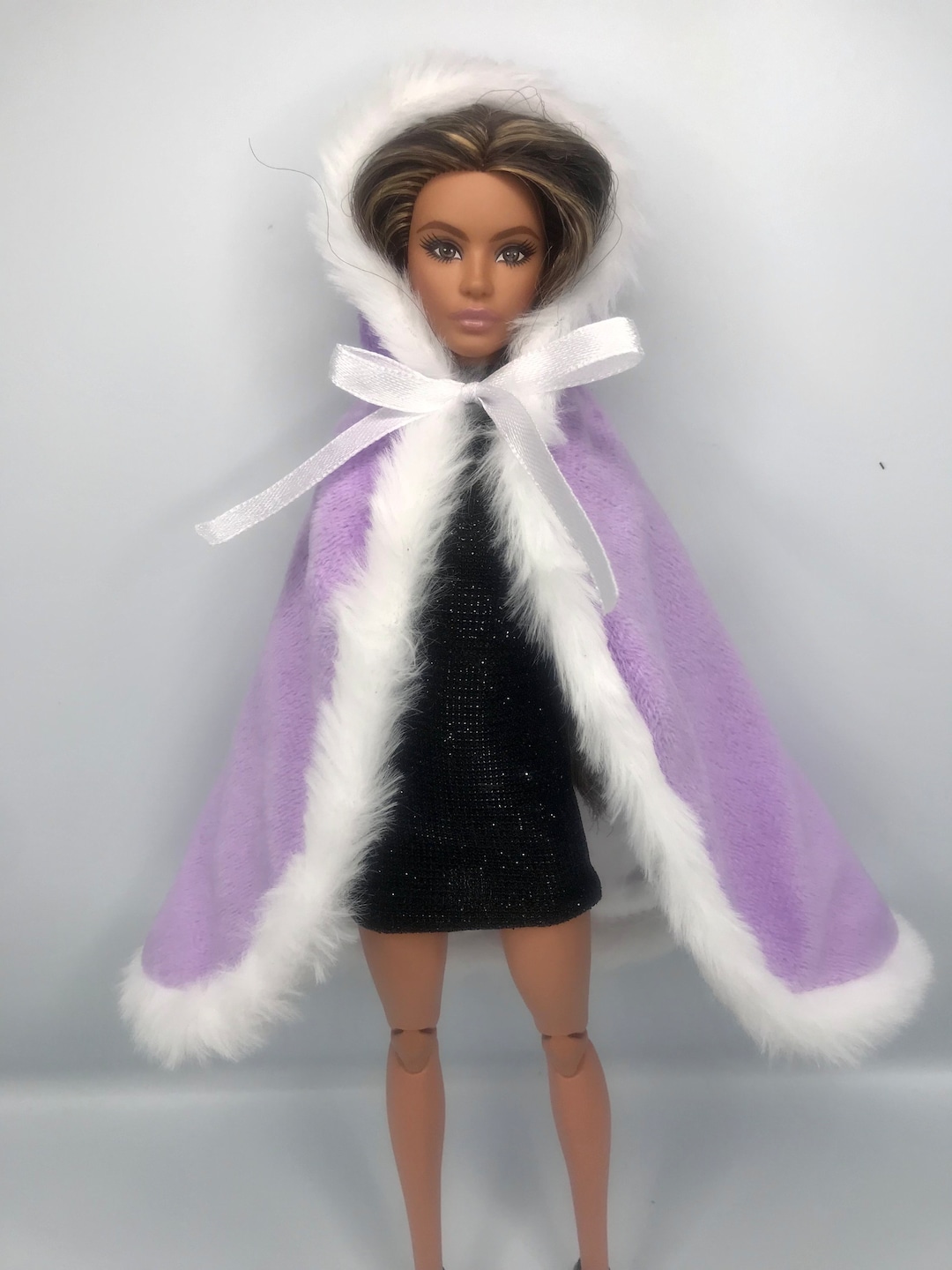 Dolls Purple Hooded Cape. Dolls Shawl With Fur Trim - Etsy