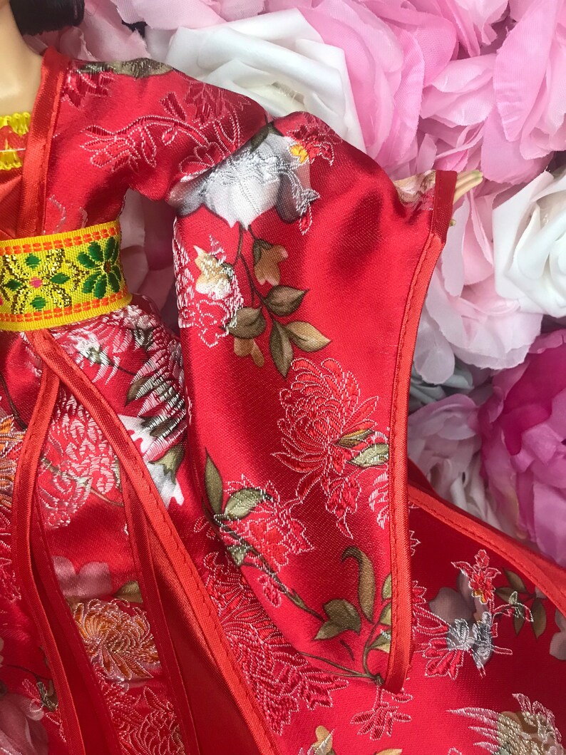 Beautiful Red Dolls Chinese Cheongsam Robe With Dress Floral - Etsy