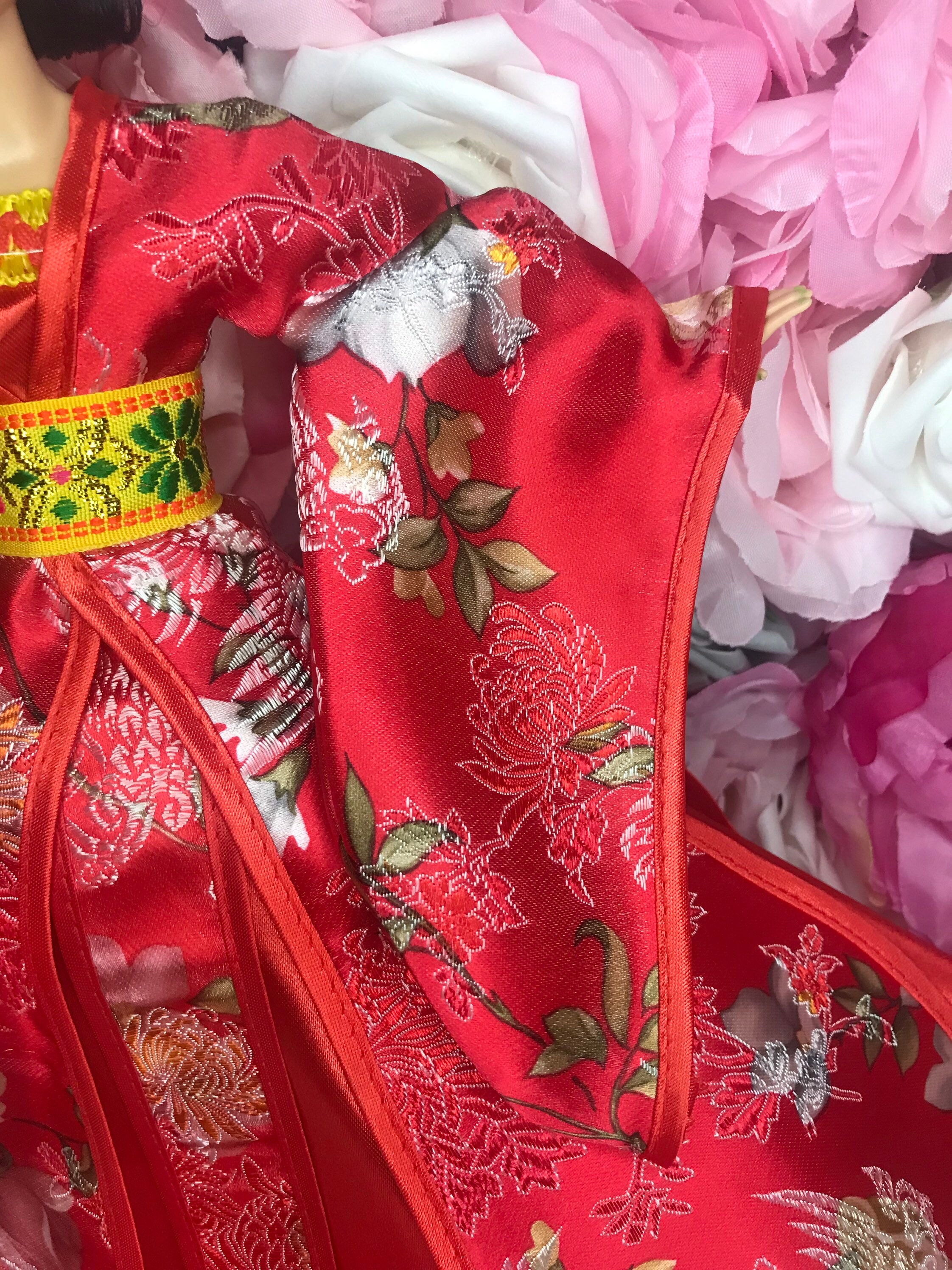 Beautiful Red Dolls Chinese Cheongsam Robe With Dress Floral - Etsy