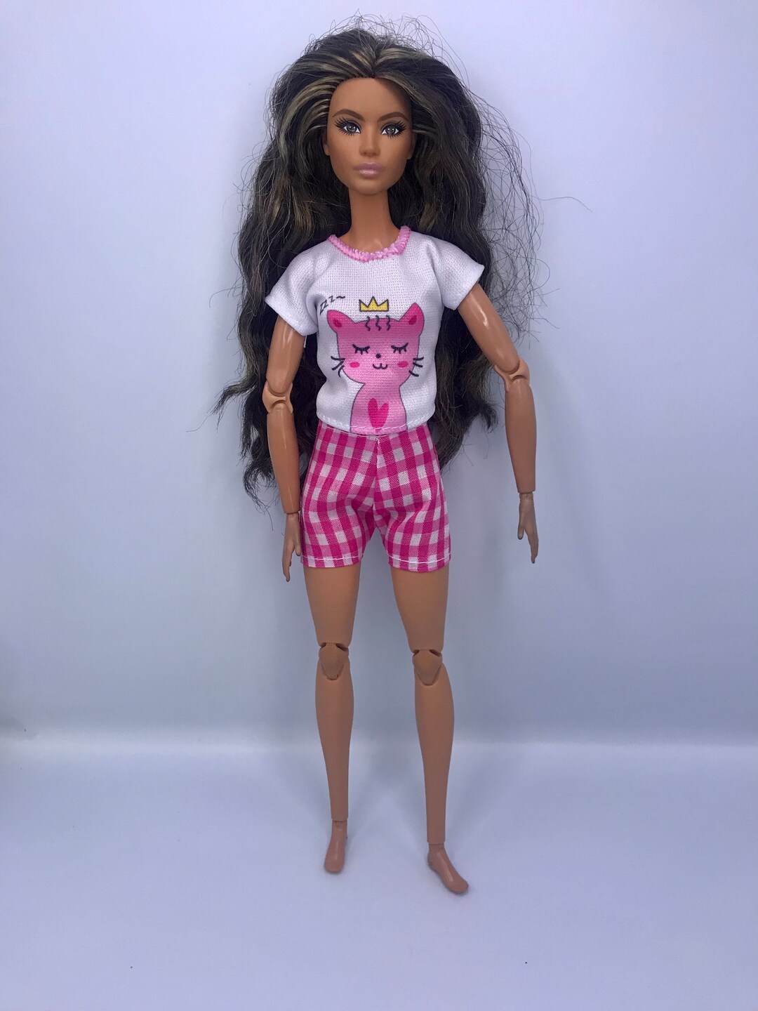 Dolls Pink and White Cat/kitten Dolls Short Pyjamas Set Sleepwear for ...