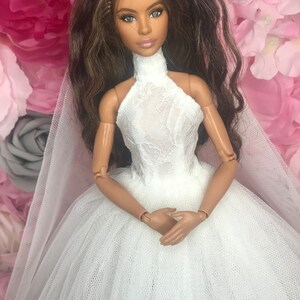 Halter Neck Dolls Prom Dress. 12inch Doll Dress Wedding Dress With Veil ...