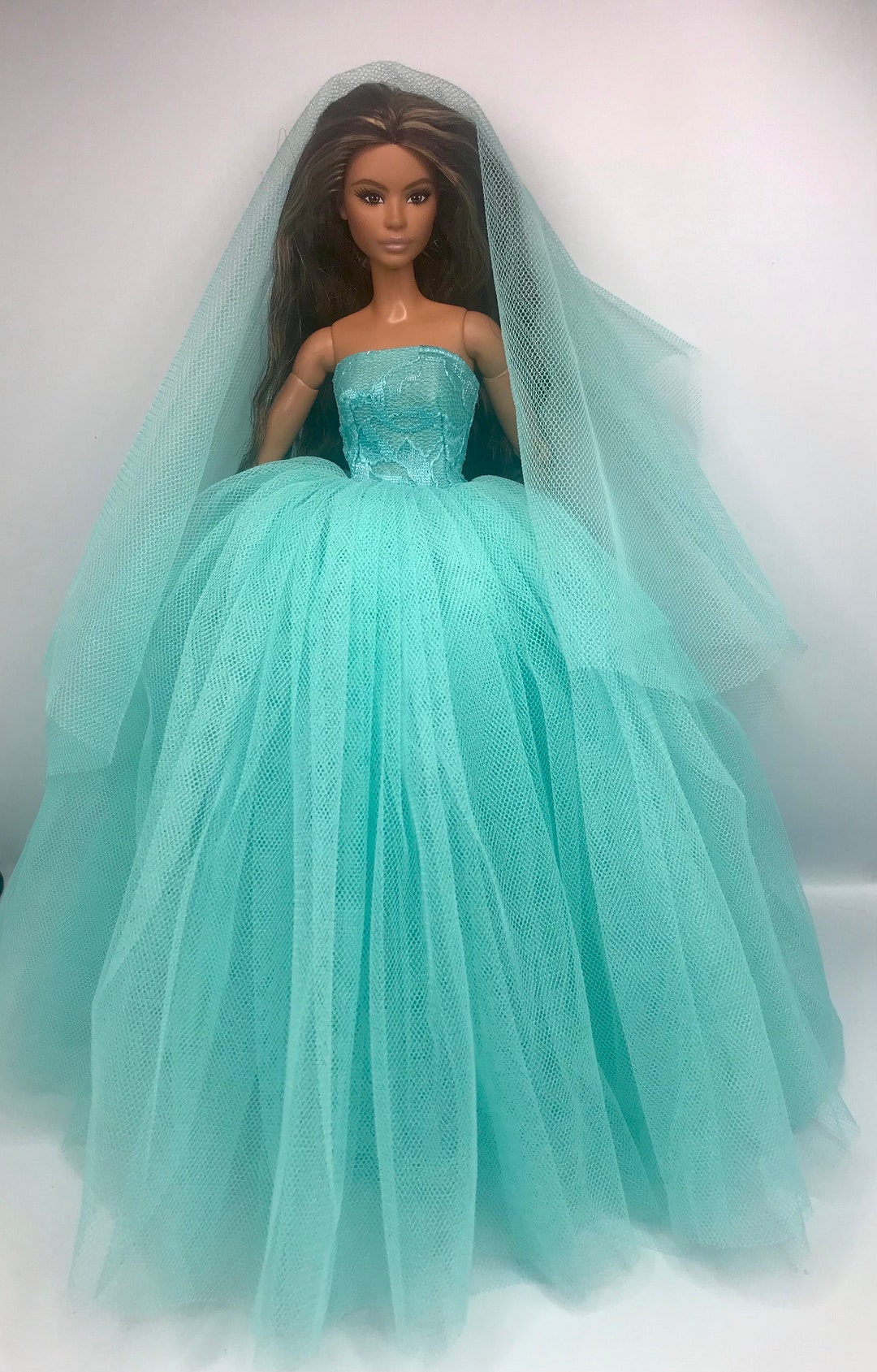 Bluey Green off the Shoulder Dolls Prom Dress. 12inch Doll Dress ...