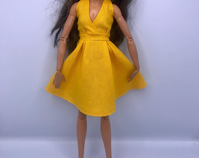 Yellow Stunning Deep V Monroe Style Dolls Dress Fits a 12inch Doll ...