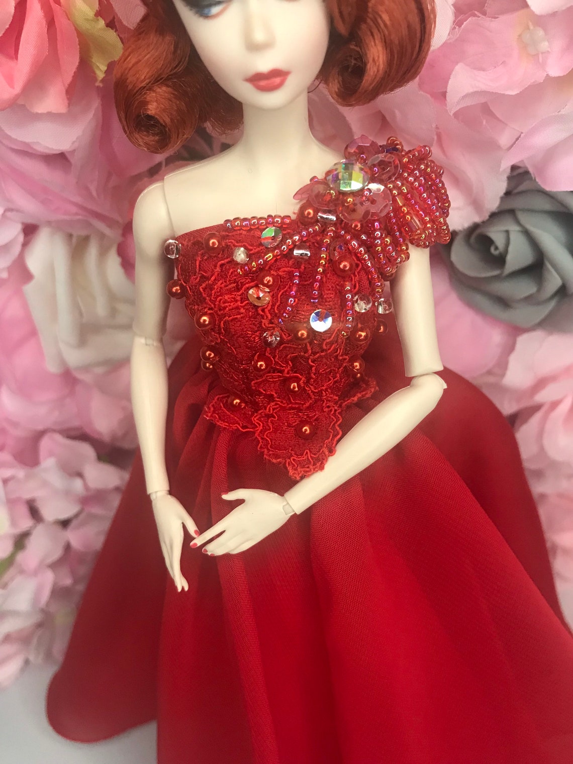 Red Elegant Dolls Luxury High Quality Dolls Cocktail Dress - Etsy