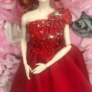 Red Elegant Dolls Luxury High Quality Dolls Cocktail Dress Sequins ...