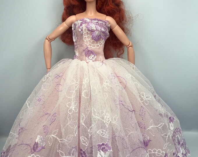 Light Pink Beautiful Dolls Purple Floral Dress. Dolls Prom Dress Dolls ...