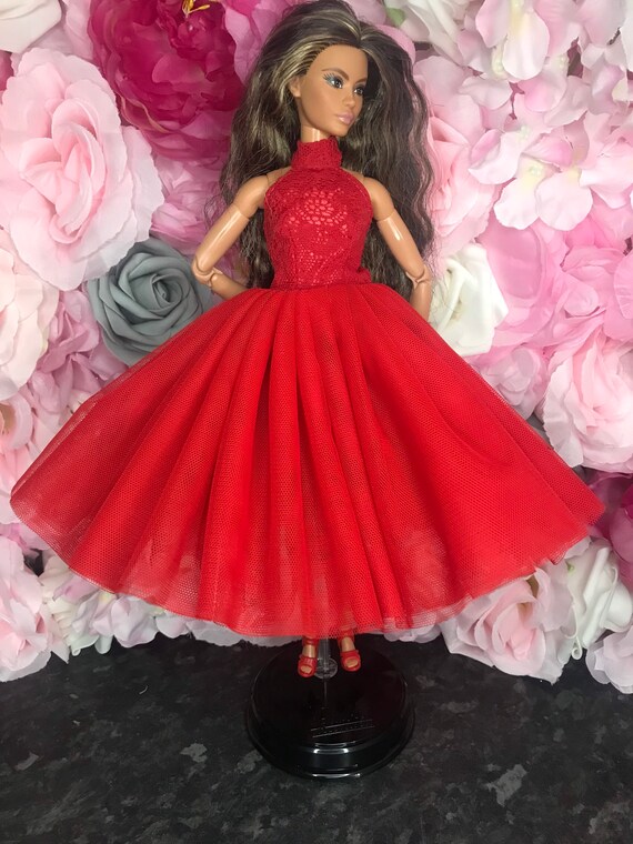 Red Dolls Wedding Dress Halter Neck High Neck. Bridal Dress - Etsy