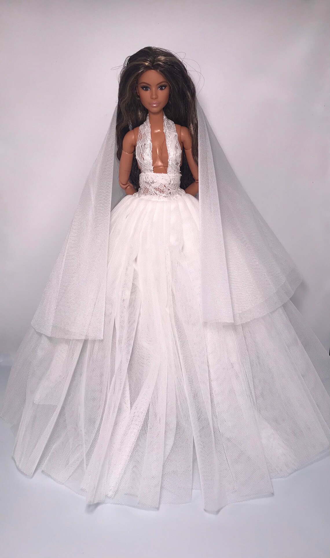 Halter Neck Dolls Prom Dress Veil 12inch Doll Dress Wedding - Etsy