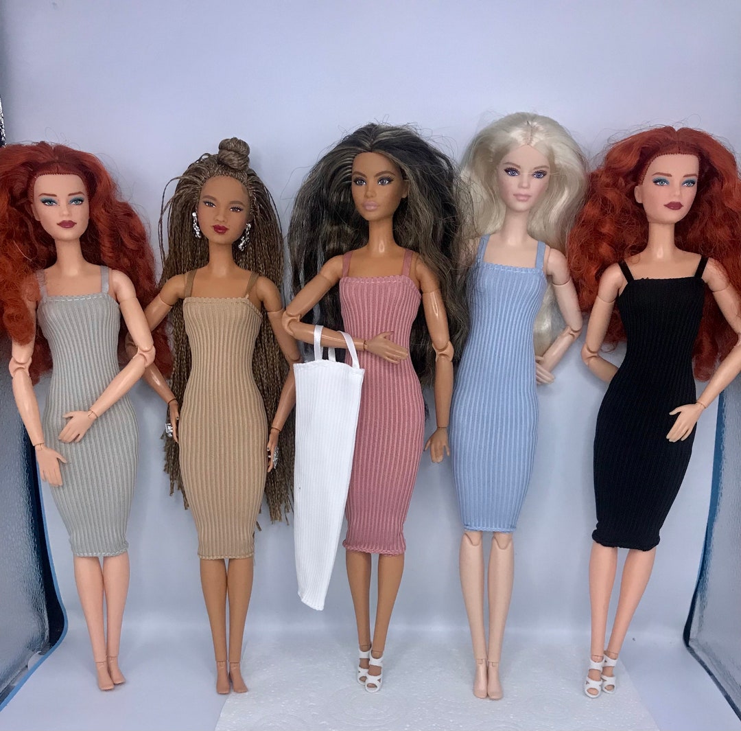 6 Dolls Tight Fitting Dresses. Dolls Footwear. Dolls Full Outfit. - Etsy