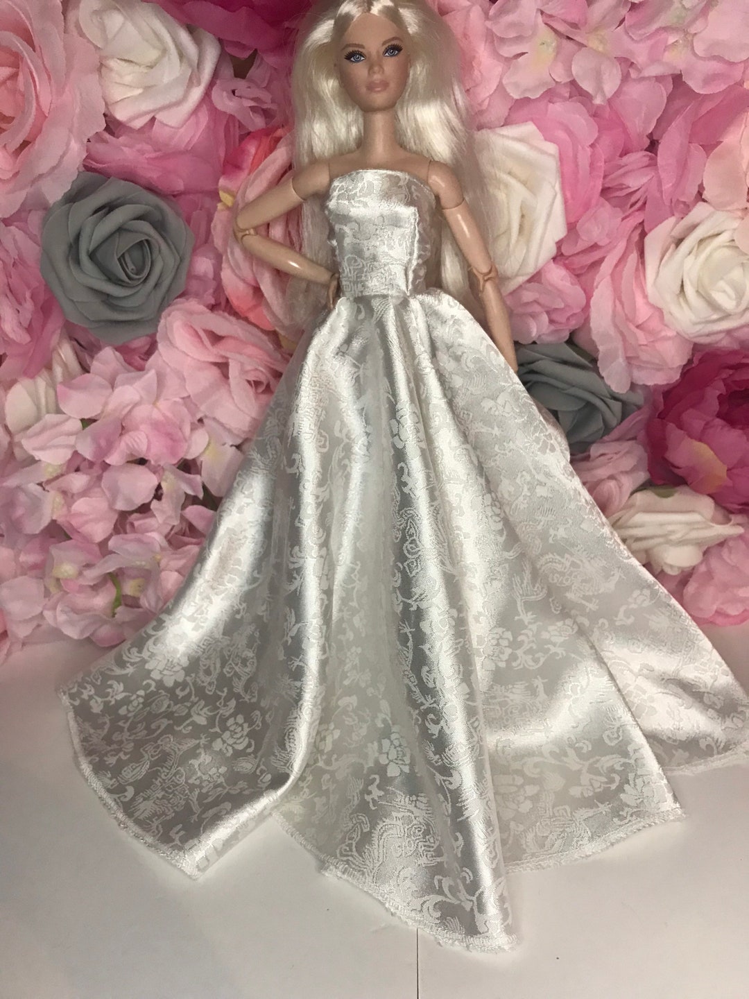 White 12inch Dolls Gown Wedding Gown Prom Dress Bridal Dress Evening ...