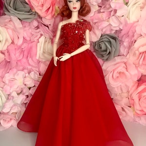 Red Elegant Dolls Luxury High Quality Dolls Cocktail Dress Sequins ...
