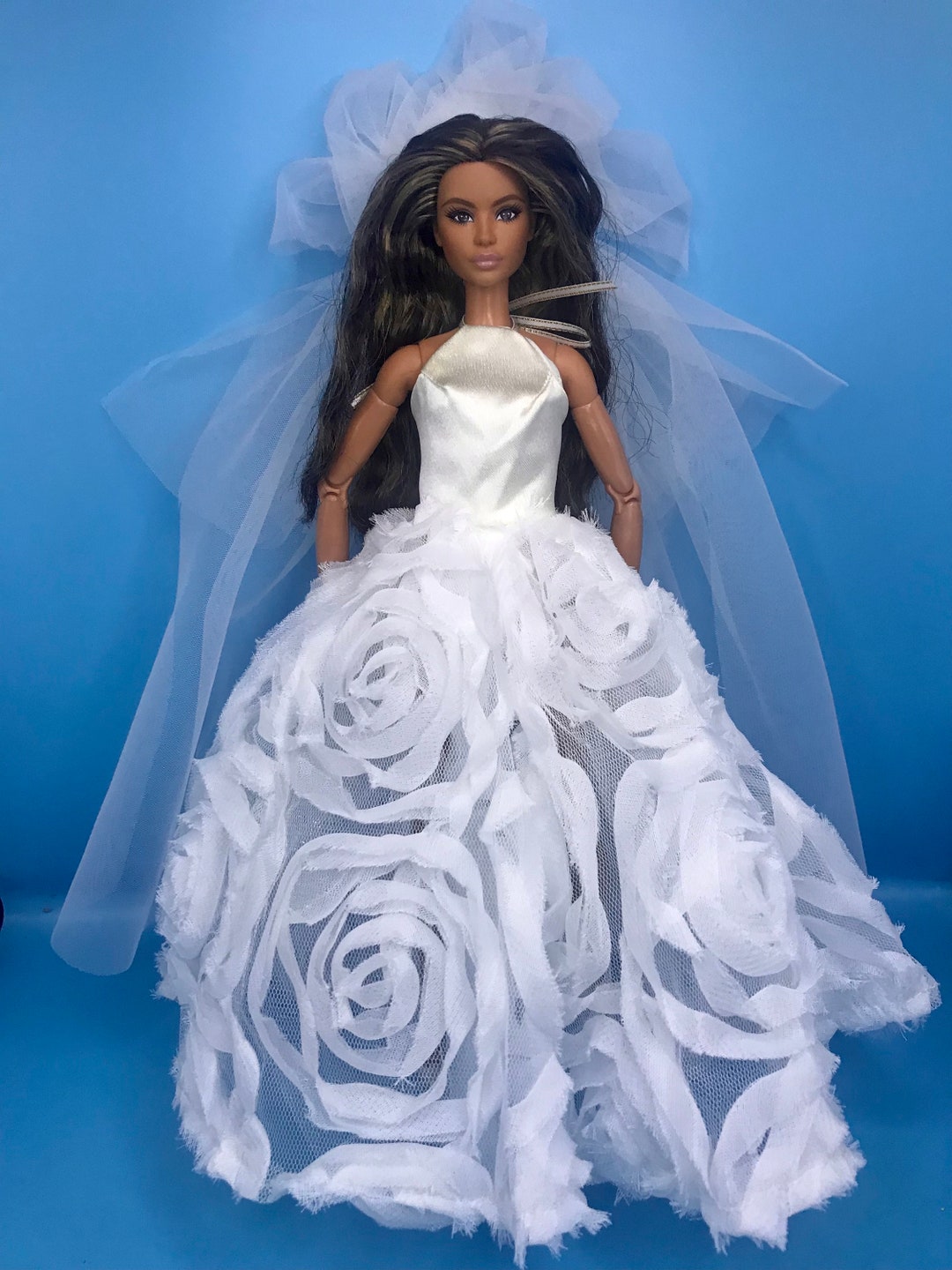 3pc Dolls Prom Dress. 12inch Doll Dress Wedding Dress Shoes With Hair ...