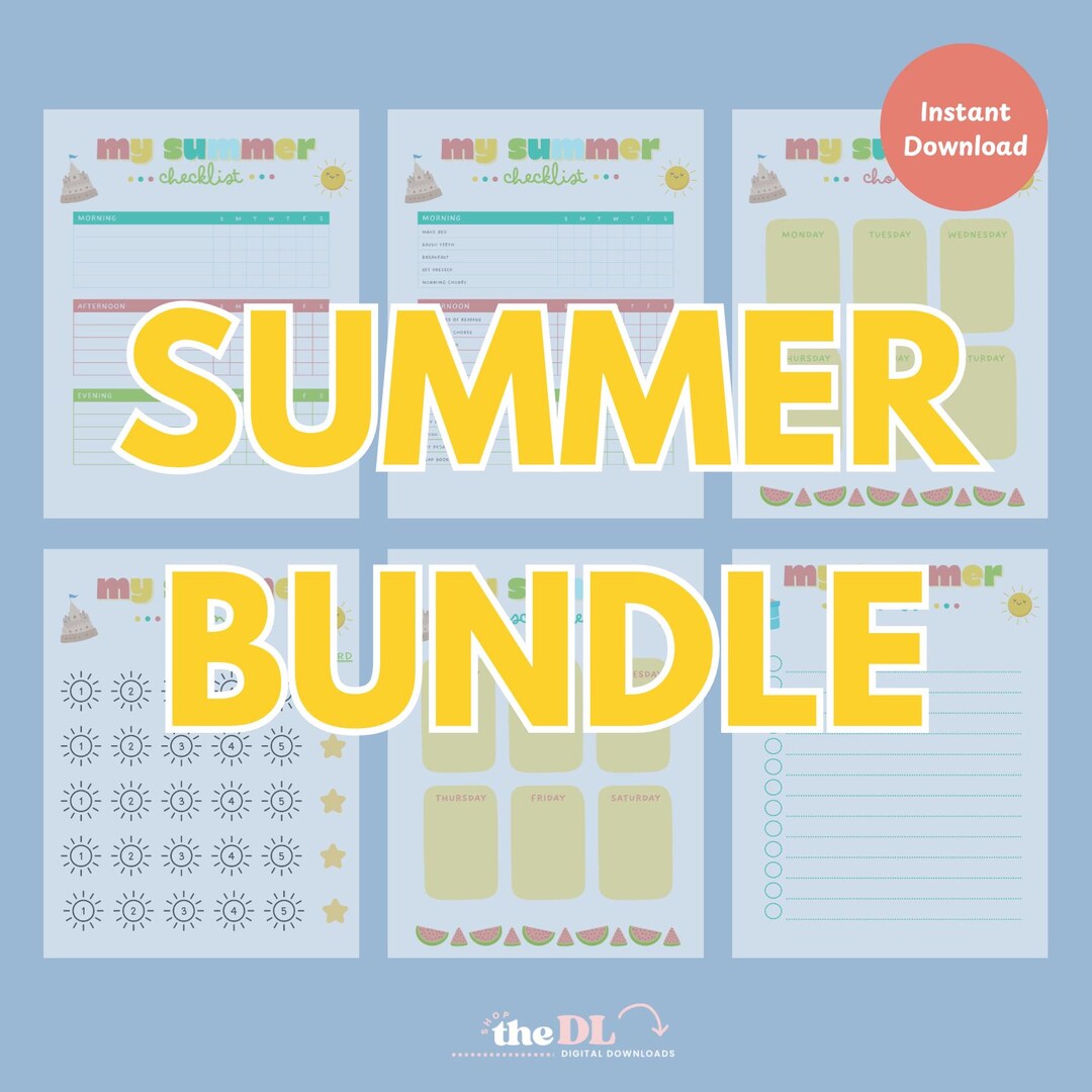 Summer Printable Bundle for Kids – Summer Schedule, Chore Chart ...