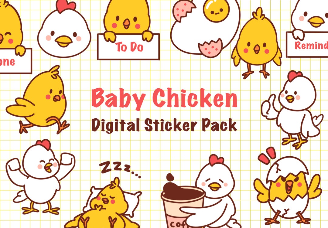 Cute Digital Chicken Sticker Pack - Etsy