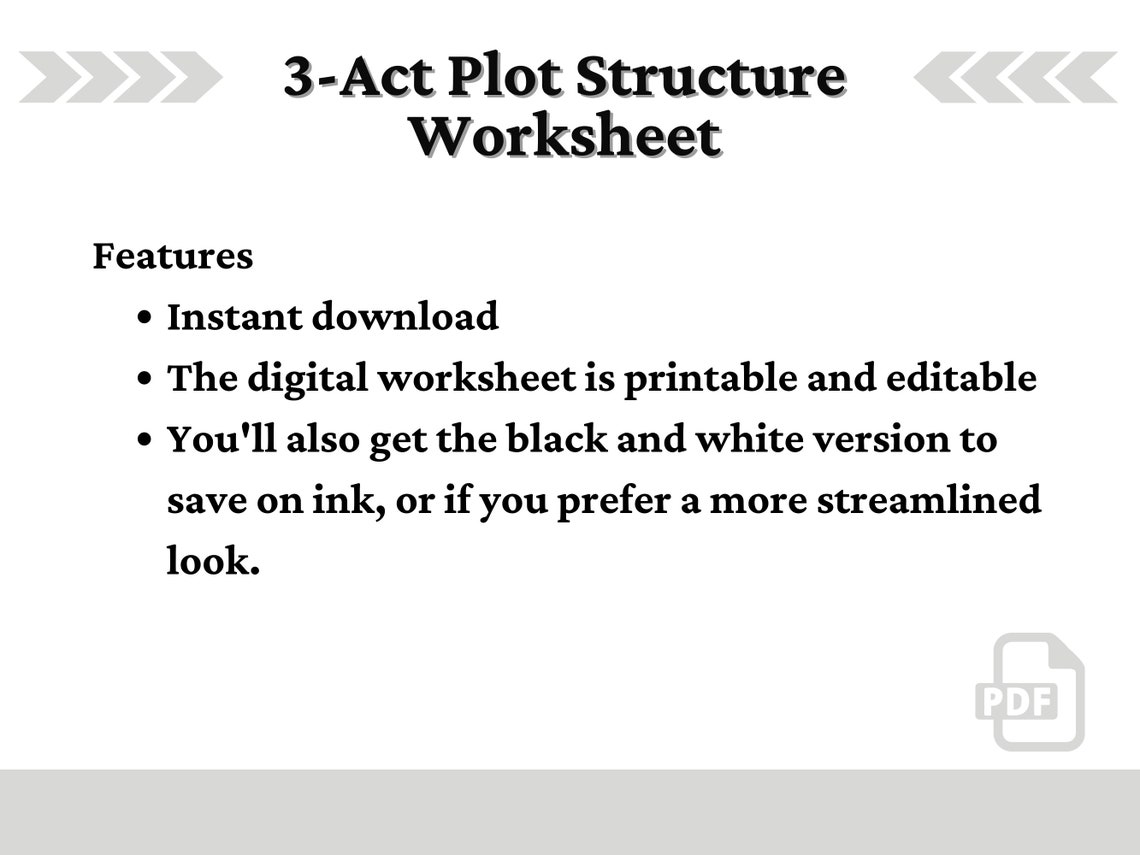 Printable Writing Worksheet Three Act Plot Structure - Etsy Canada