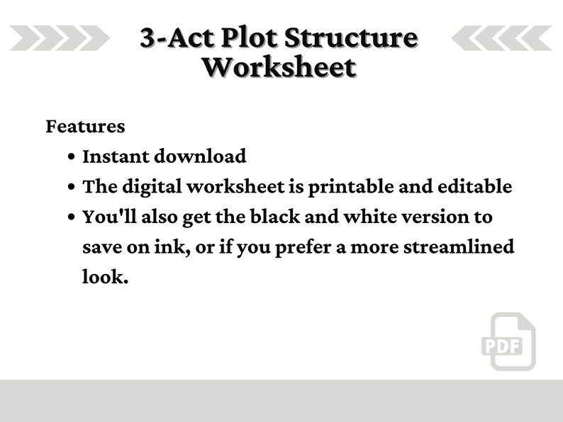 Printable Writing Worksheet Three Act Plot Structure - Etsy Canada