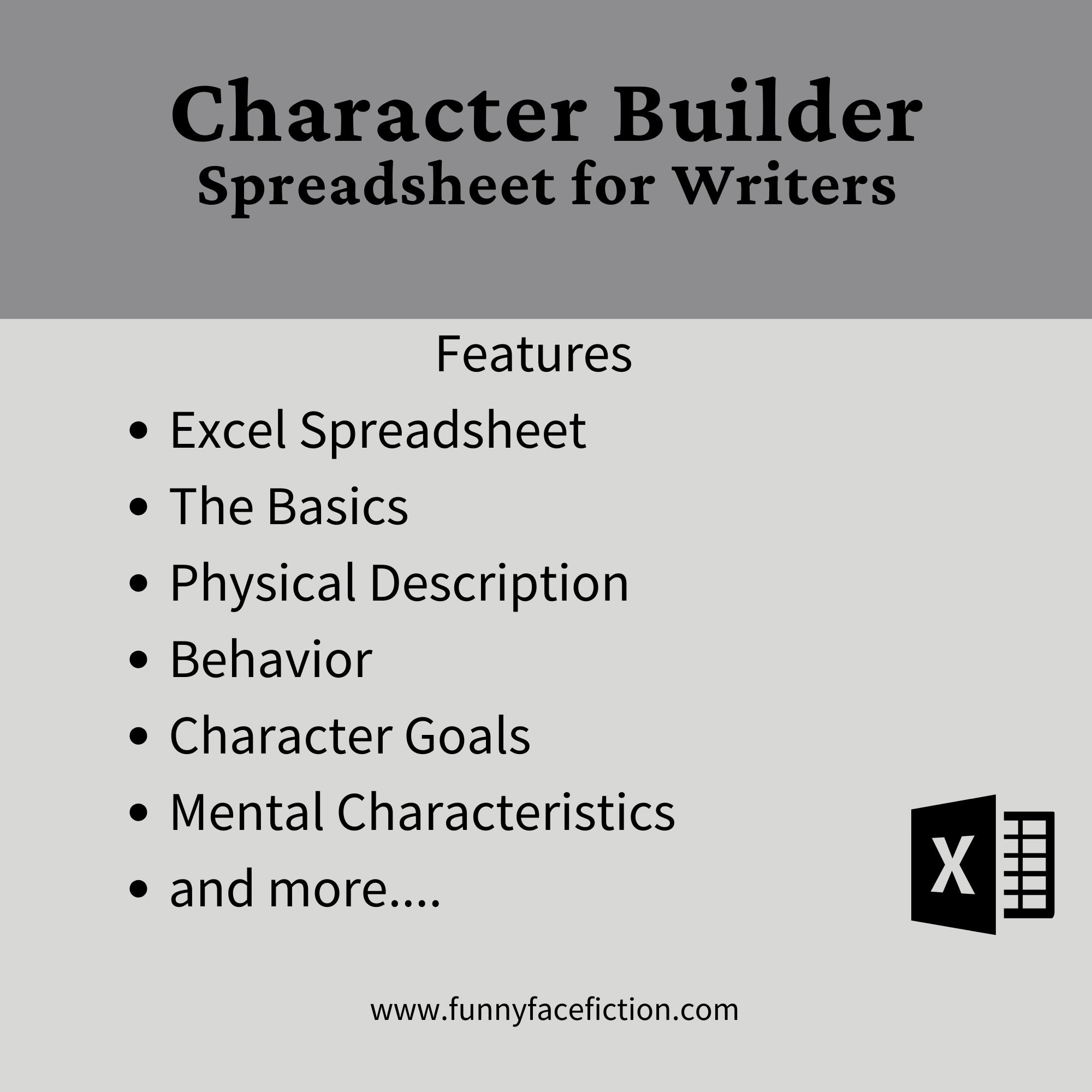 Character Builder Spreadsheet for Writers, Character Profile Template ...