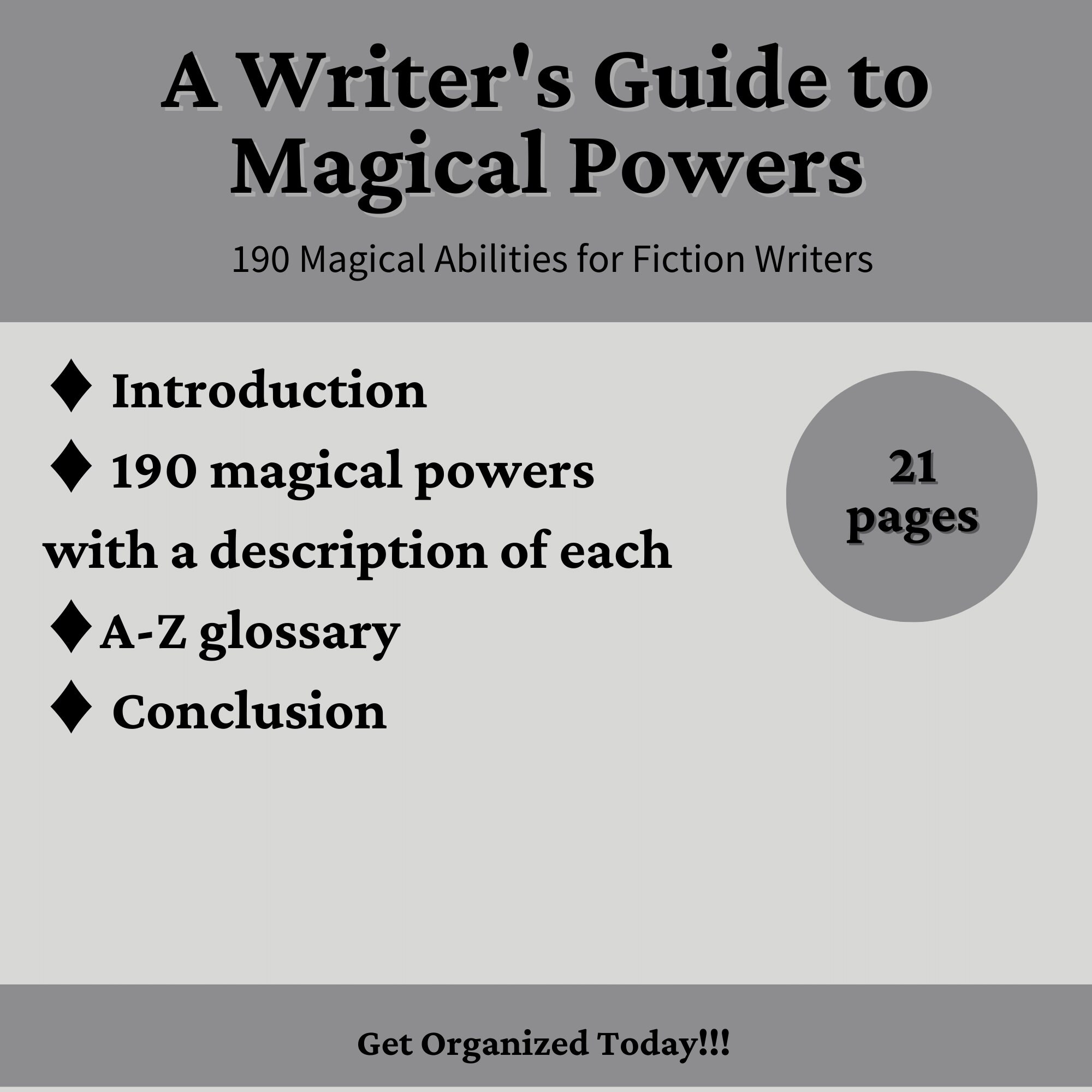 A Writers Guide to Magic Powers, Glossary of Magic Powers, Types of ...