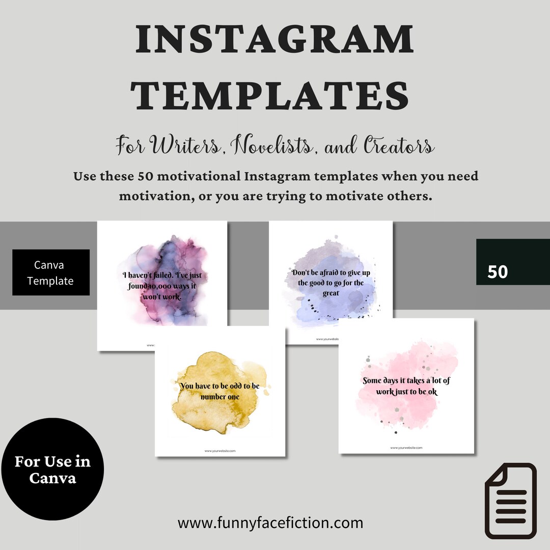 Canva Instagram Templates for Writers, Author Instagram Ideas, Writer ...
