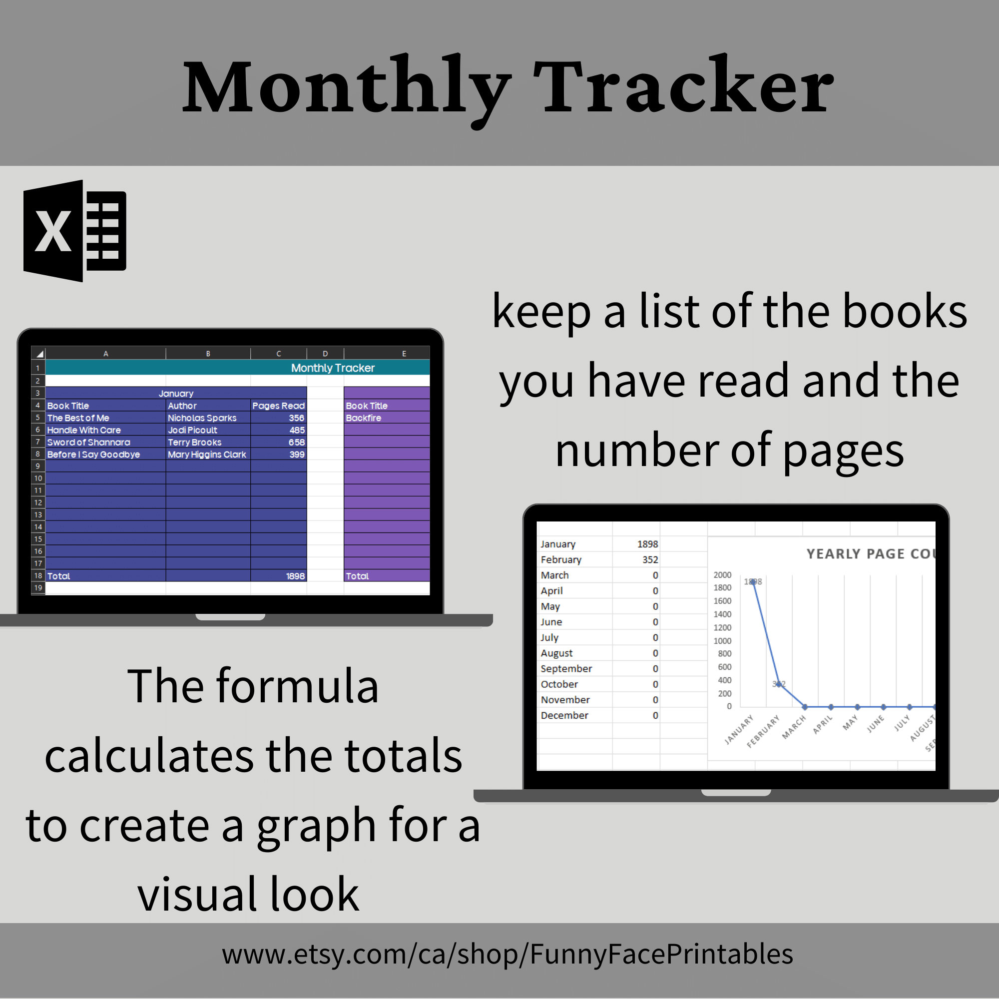 Excel Book Library Template: Reading Log & Book Inventory (digital ...