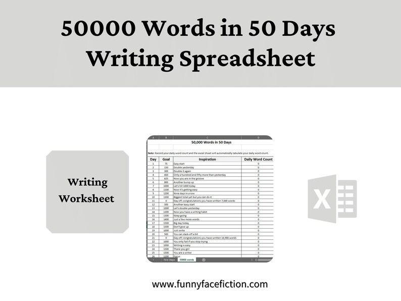 Word Count Tracking Spreadsheet for Writers Novel Writing - Etsy